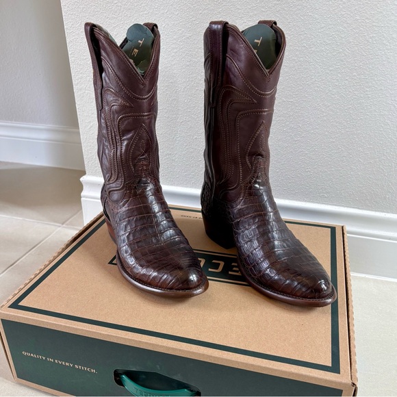 Tecovas | Shoes | Tecovas Dillon Mahogany Caiman Leather Cowboy Boots ...